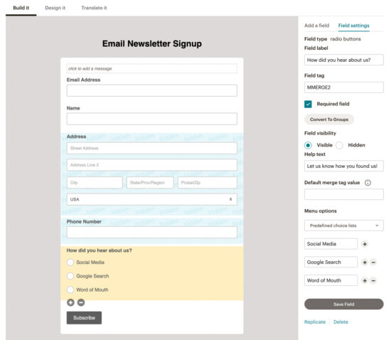 How to Create a Simple Signup Form in Mailchimp - eStoreKings