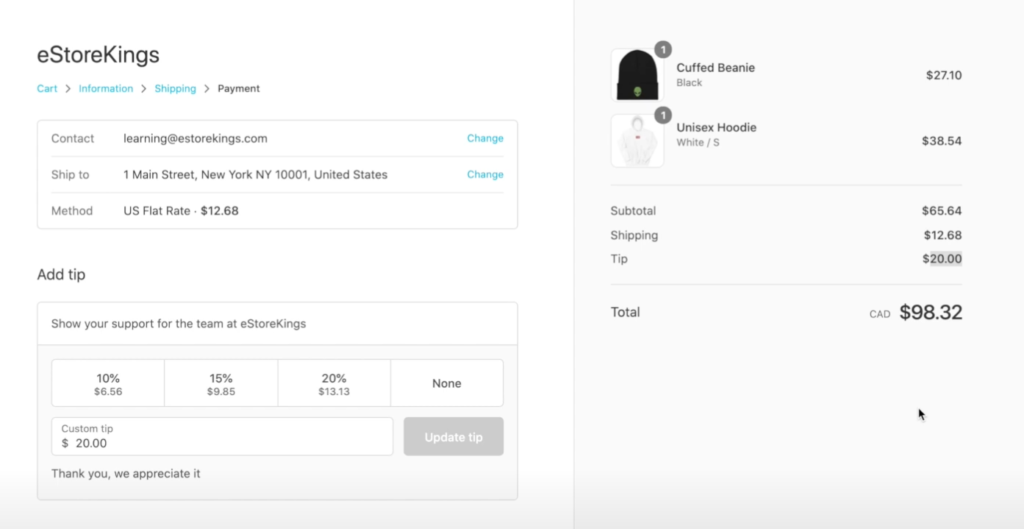 How to Accept Tips in Shopify - eStoreKings