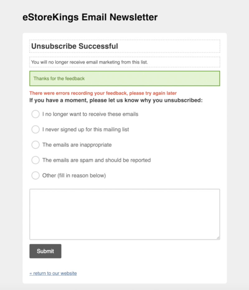 How to Edit a Mailchimp Unsubscribe Page - eStoreKings