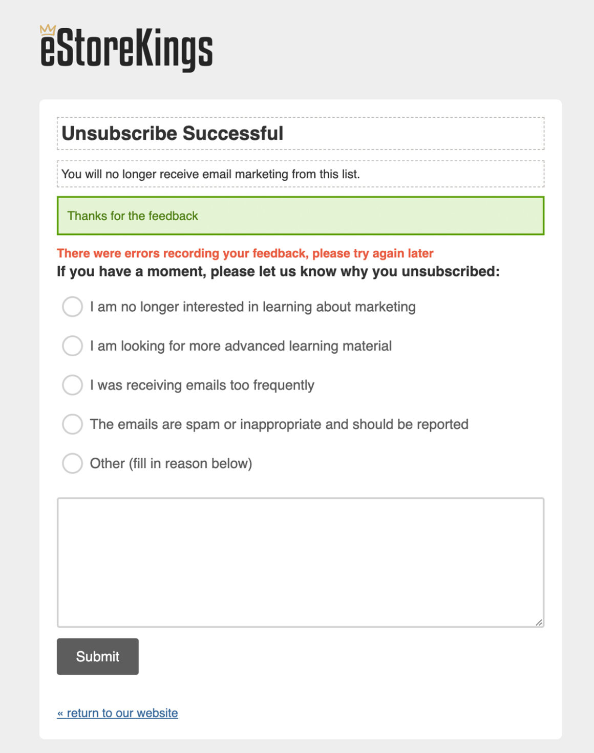 How to Edit a Mailchimp Unsubscribe Page - eStoreKings
